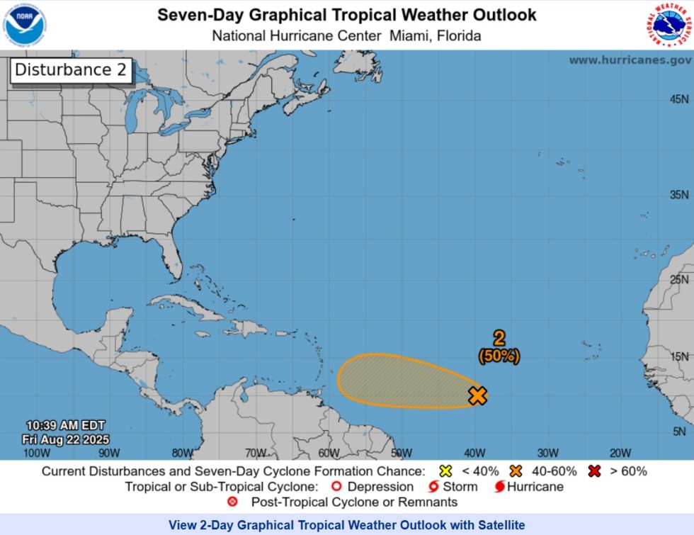 Area of Interest - Invest 99L East of the Lesser Antilles - ODPM